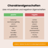 Charaktereigenschaften - Liste mit positiven und negativen Eigenschaften